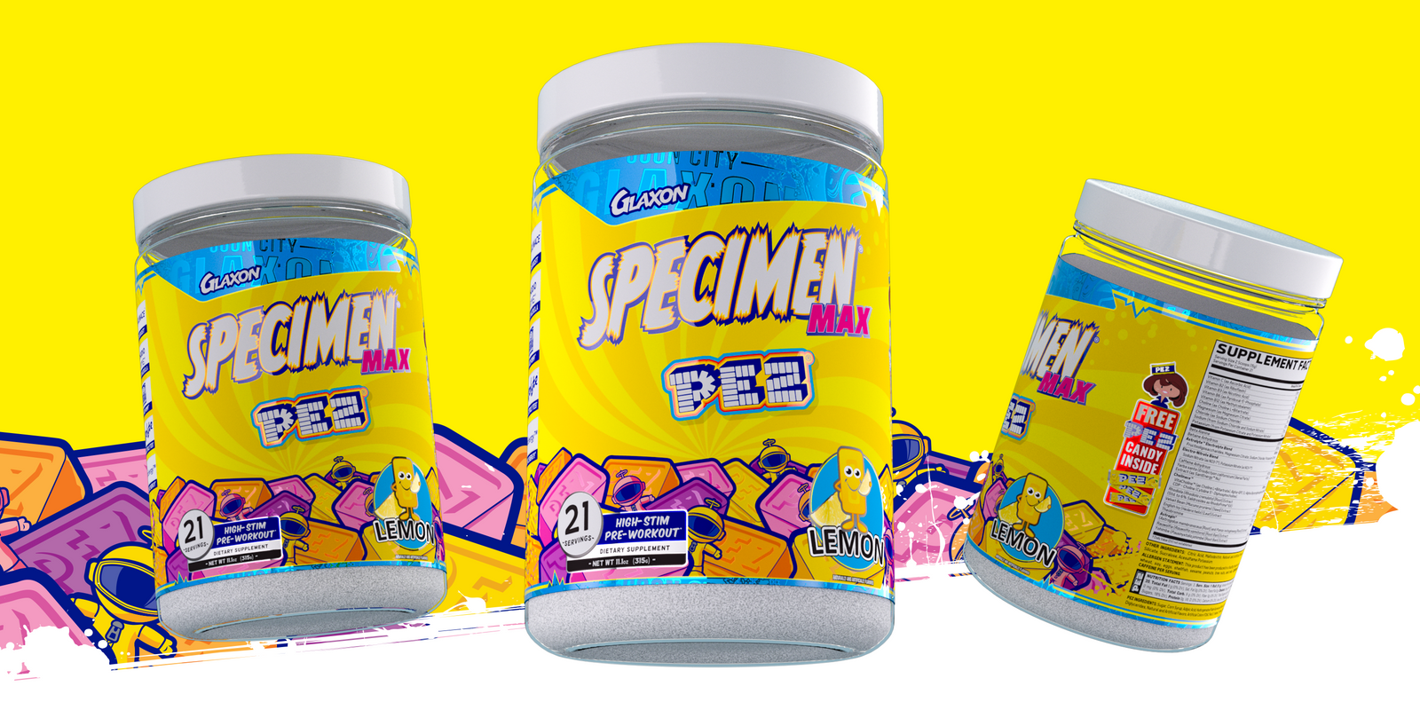 Specimen Max High Stim Pre Workout Pez® X Glaxon